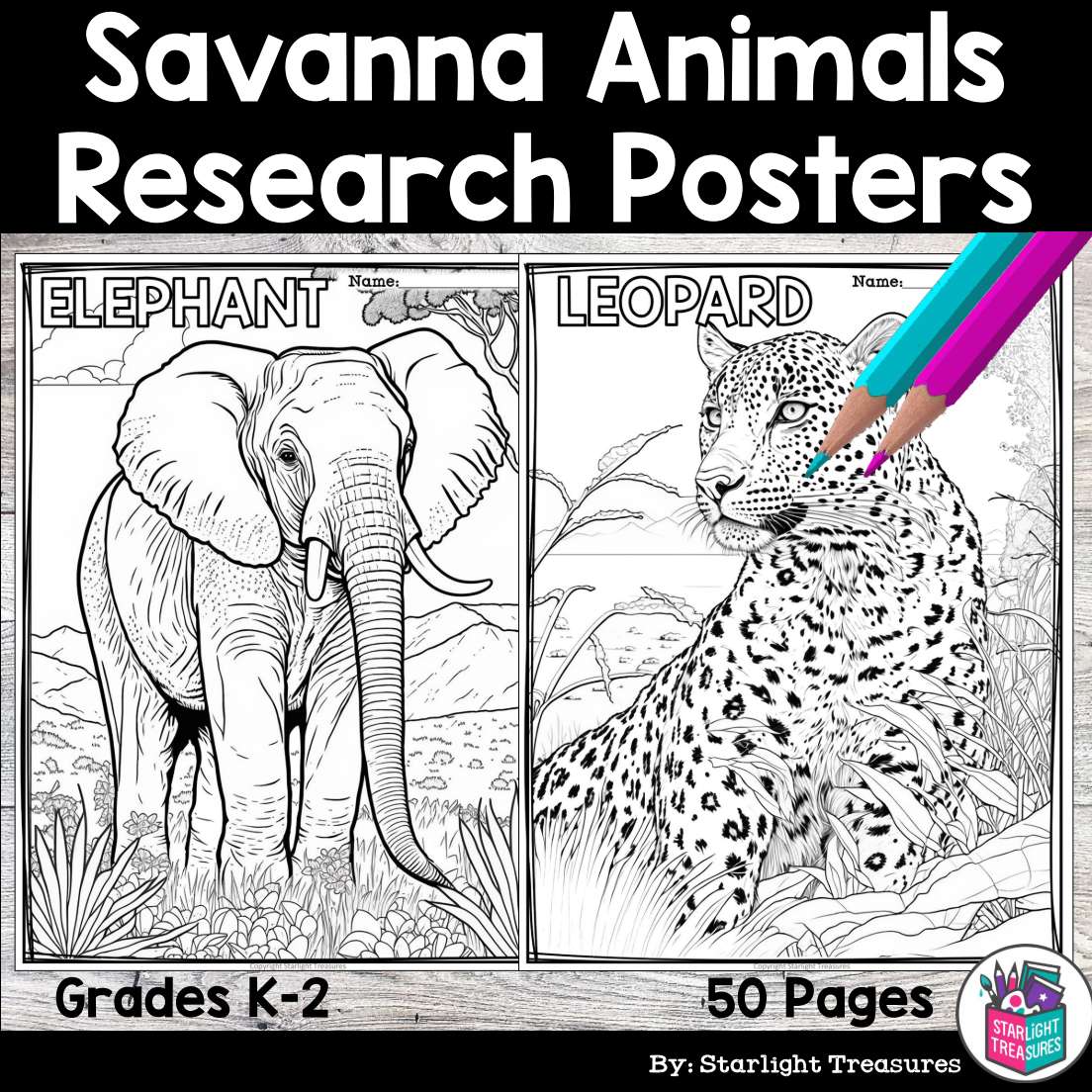 Savanna Animals Research Posters, Coloring Pages - Animal Research ...
