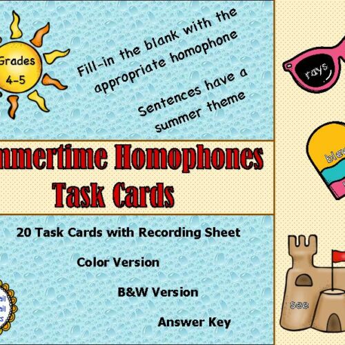 Summer Homophones Task Cards - Classful