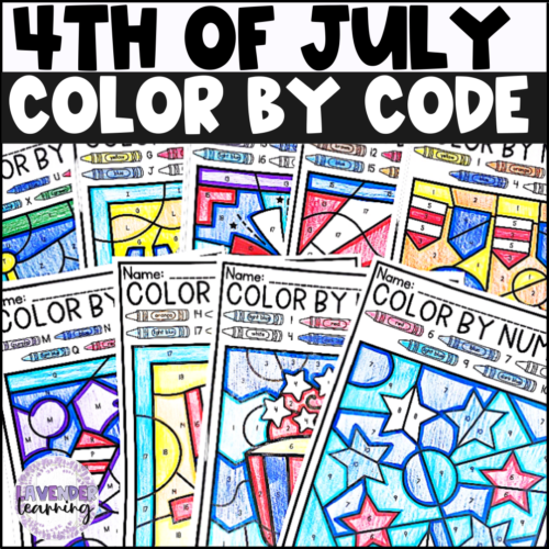 4th of July Color by Code - 4th of July Color by Number - Classful