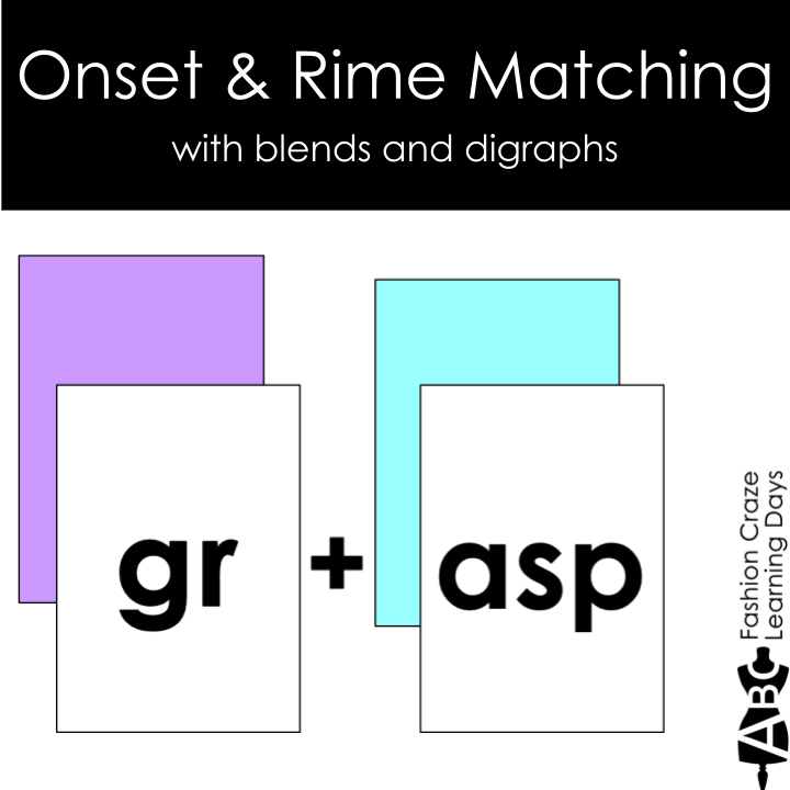 Onset and Rime Matching Cards Bundle - Short & Long Vowels, Digraphs ...
