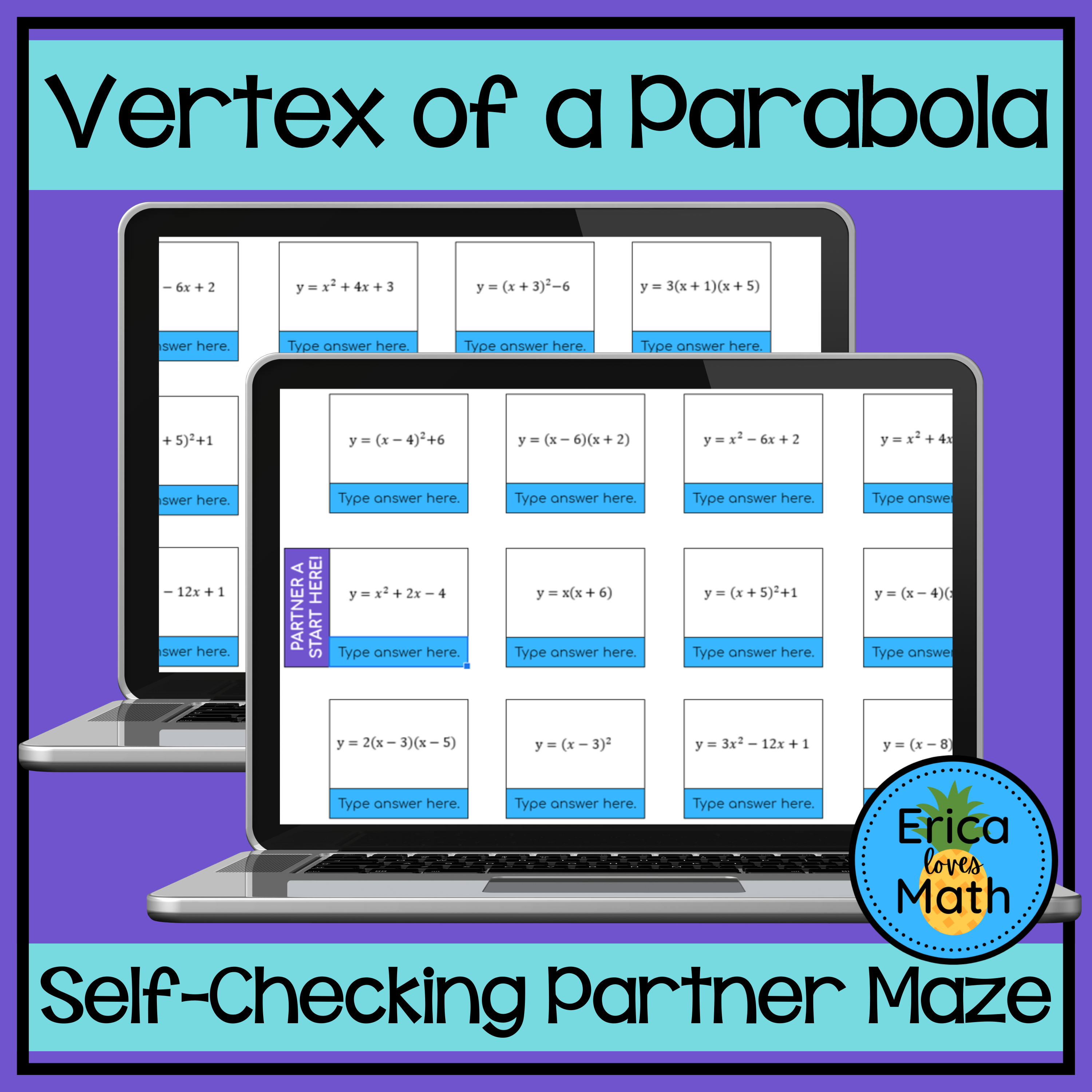 Finding the Vertex of a Parabola Digital Activity Partner Maze - Classful