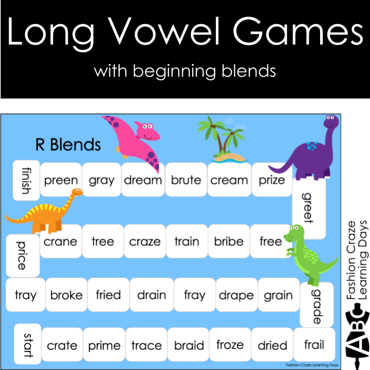 Long Vowel Games Bundle with blends, digraphs, r controlled vowels ...
