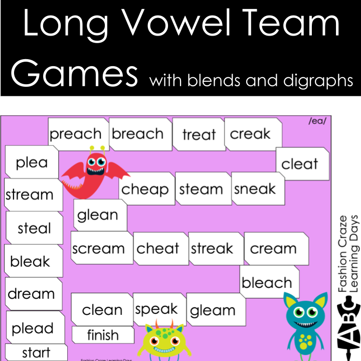 Long Vowel Games Bundle with blends, digraphs, r controlled vowels ...