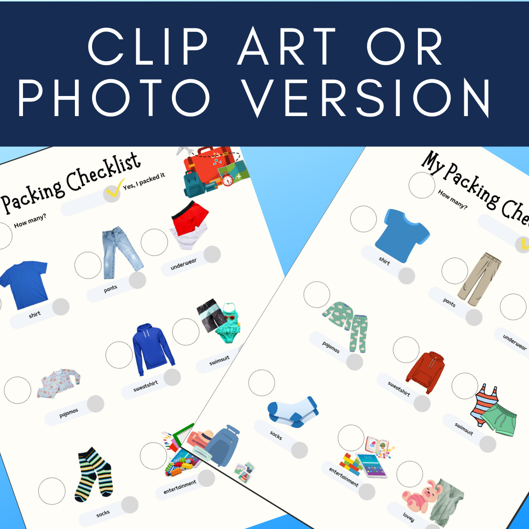 Kids' Travel Packing Visual Checklist - Classful
