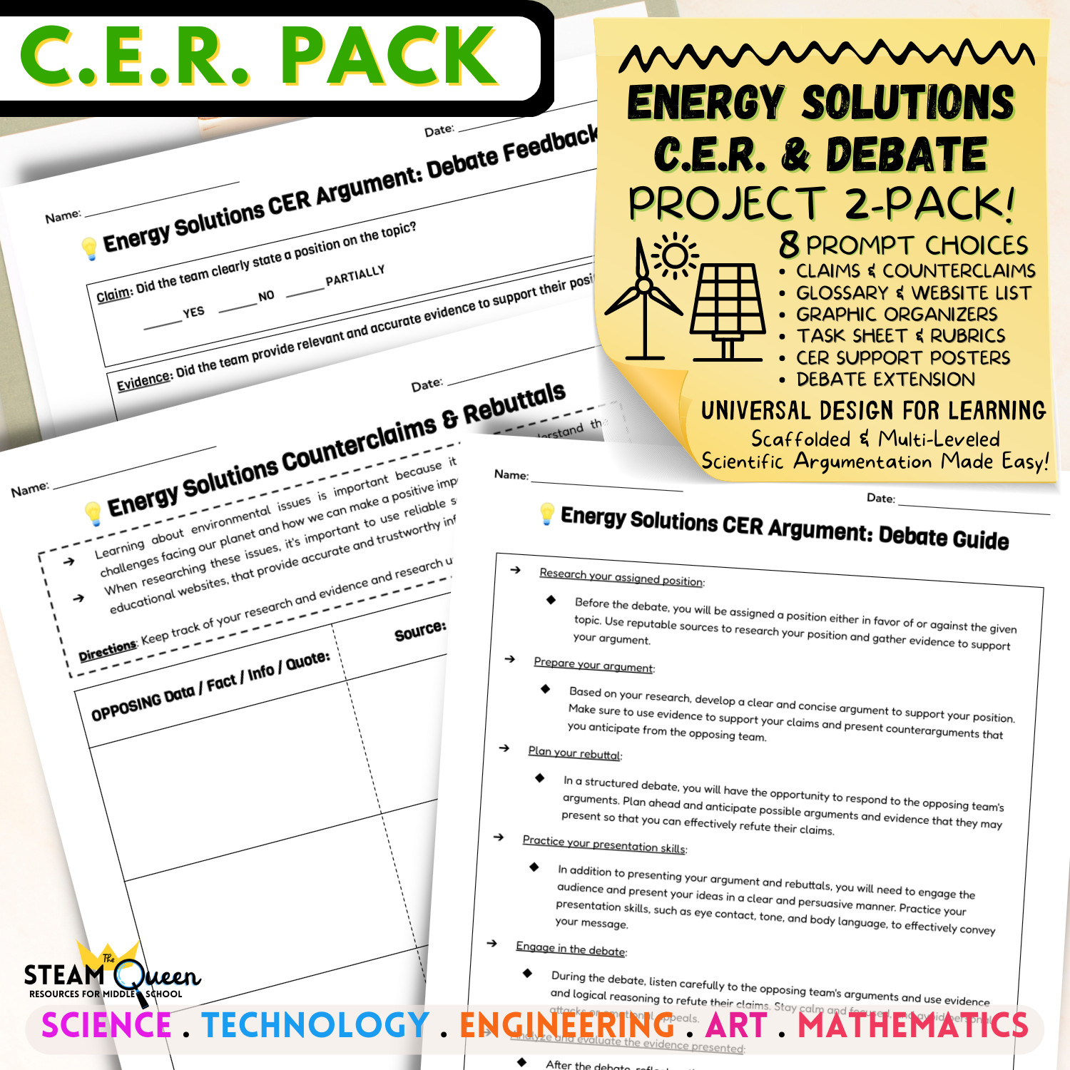 CER Renewable Energy Scientific Argument Debate Project 2-Pack Middle ...