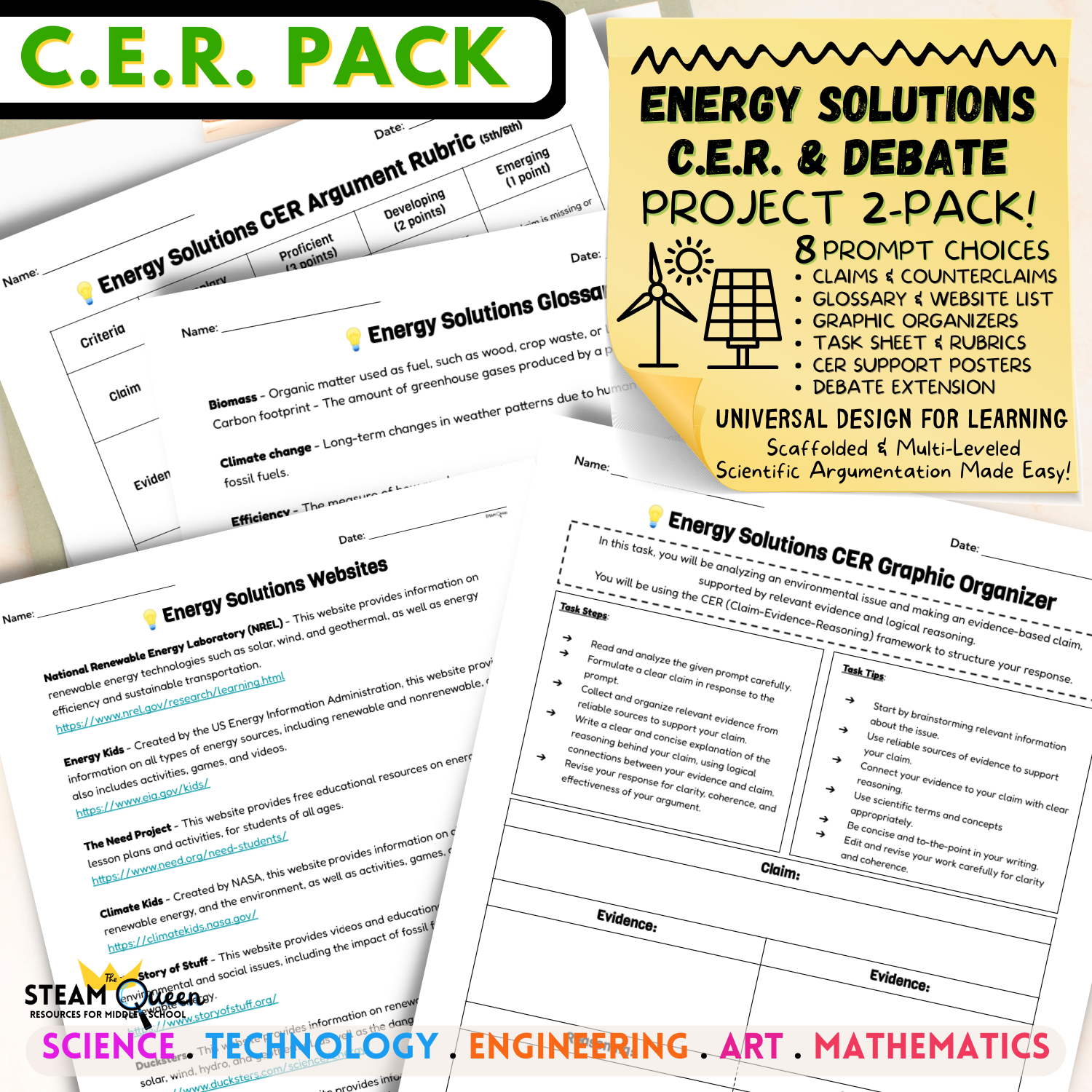 CER Renewable Energy Scientific Argument Debate Project 2-Pack Middle ...