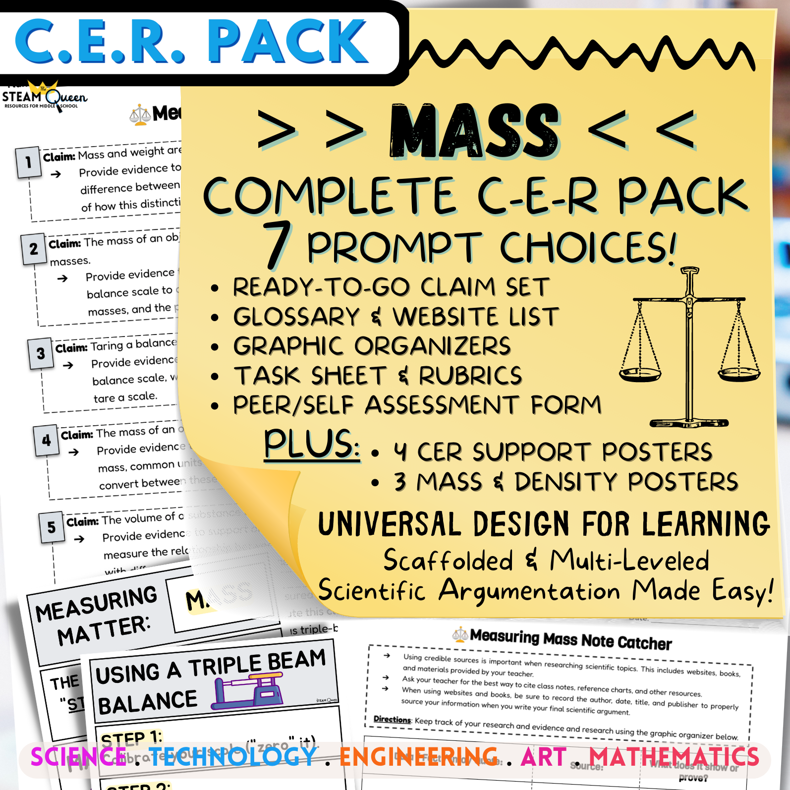 CER Measuring Mass Scientific Arguments- 7 Claim Options & More! Middle ...