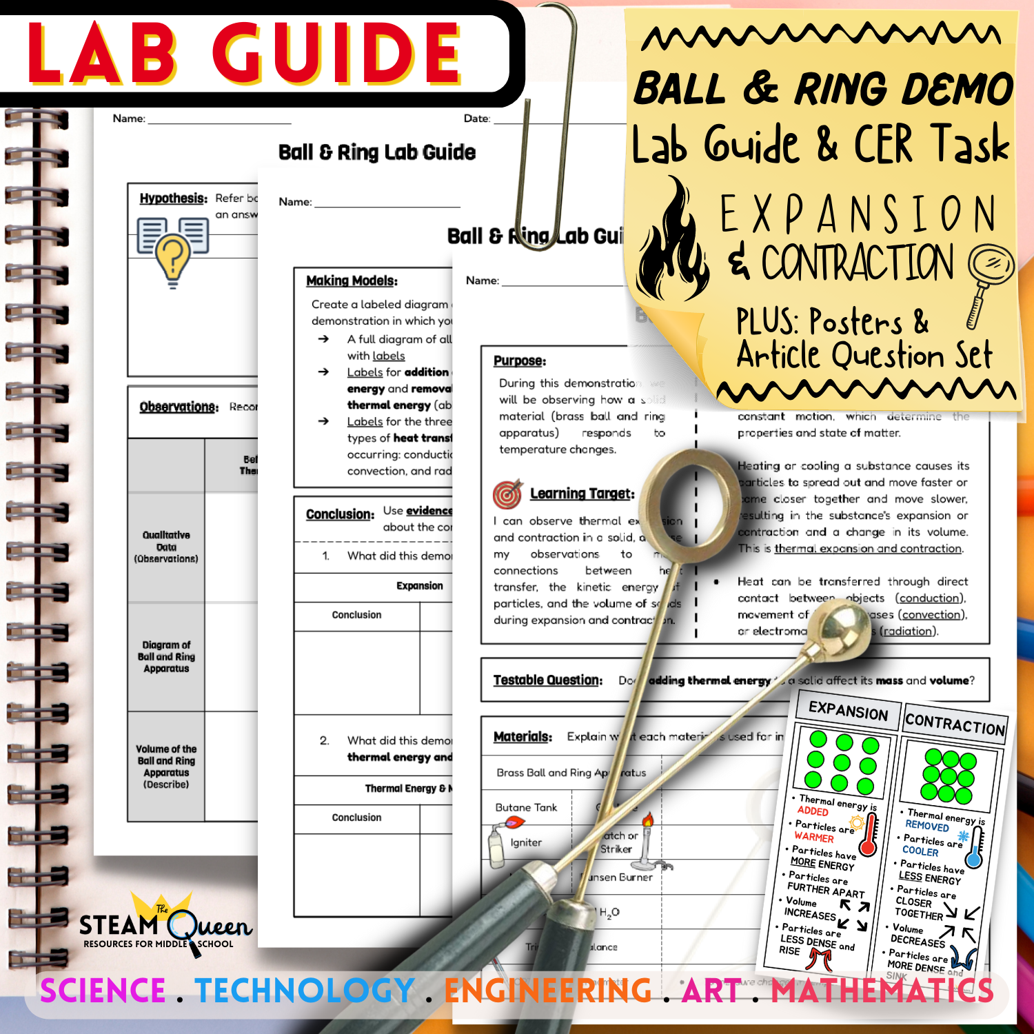 Expansion and Contraction Bundle for Middle School - Worksheets Posters ...