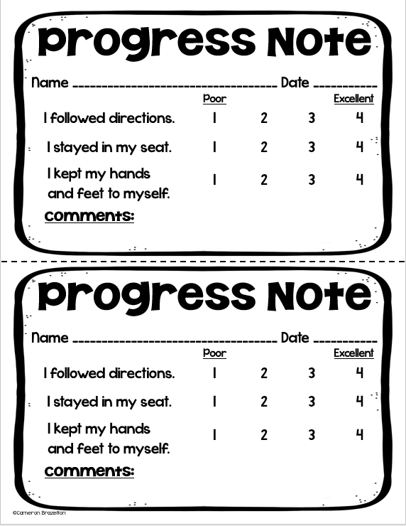 Parent Teacher Communication Daily Student Progress Note for Behavior ...