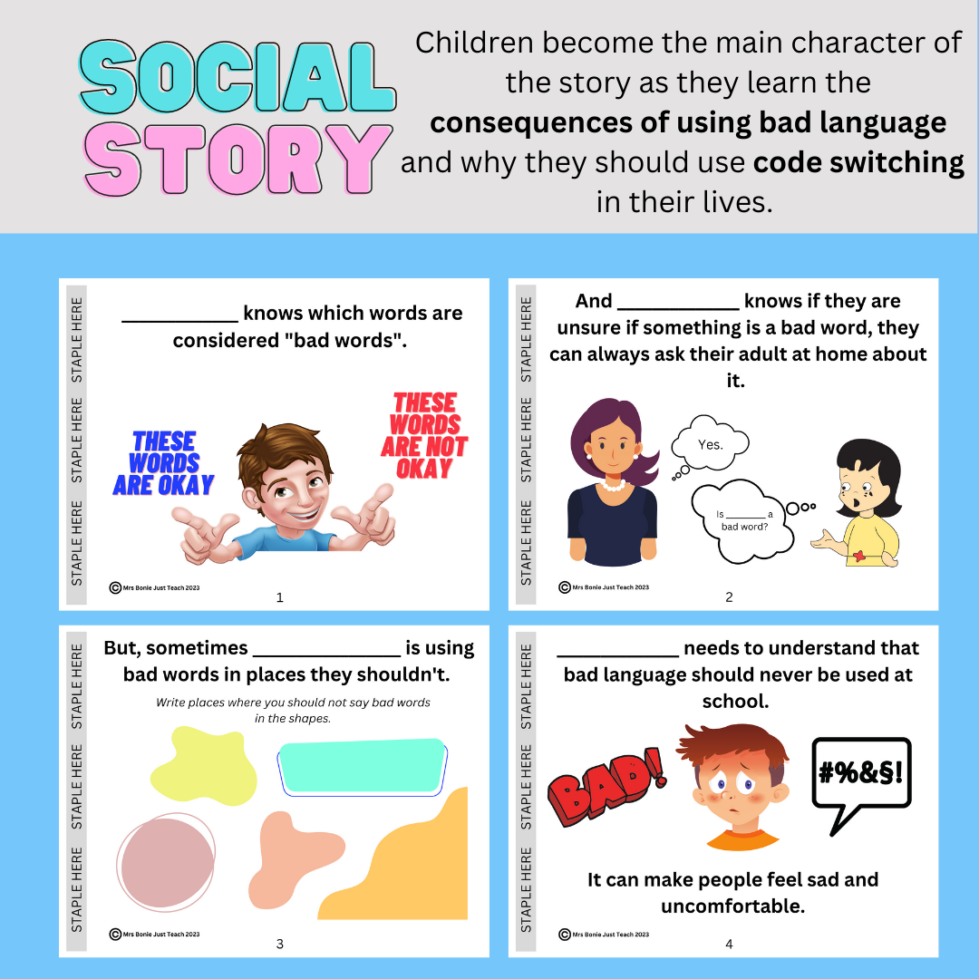 Bad Language/Cussing | Interactive Book/Printable | Behavior ...