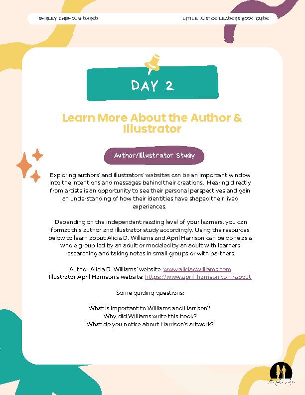 5-Day Book Lesson Plan- Shirley Chisholm Dared by Alicia D. Williams ...