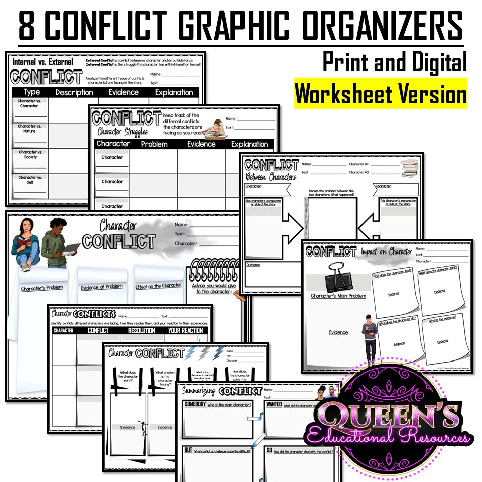 Types of Conflict Worksheets Conflict Graphic Organizers Conflict ...