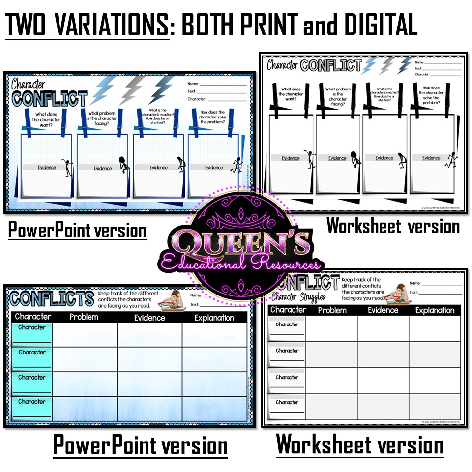 Types of Conflict Worksheets Conflict Graphic Organizers Conflict ...