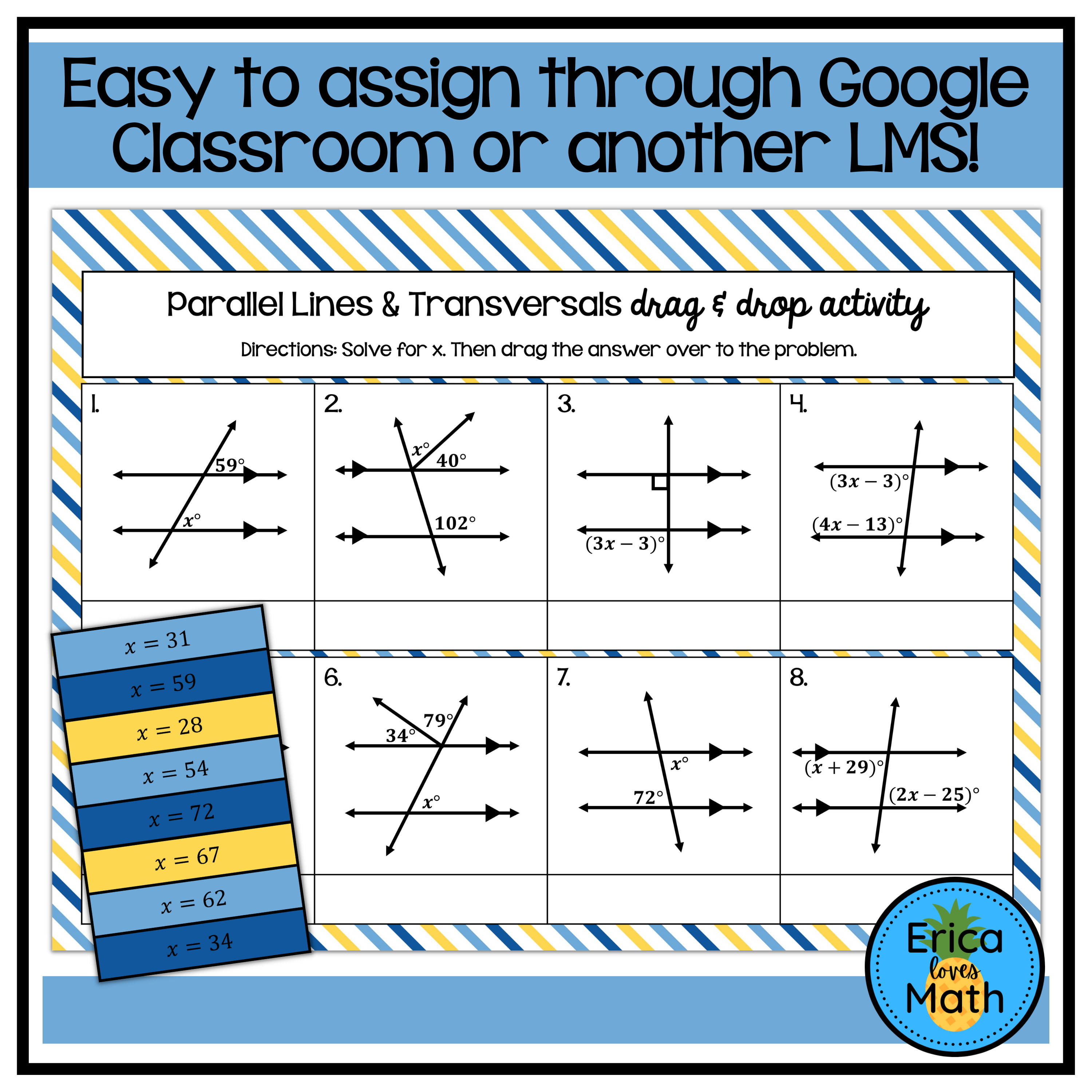 Parallel Lines & Transversals Digital Activity Drag & Drop - Classful
