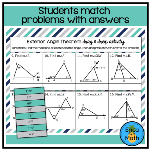 Triangle Angle Theorems Digital Activity Drag & Drop - Classful