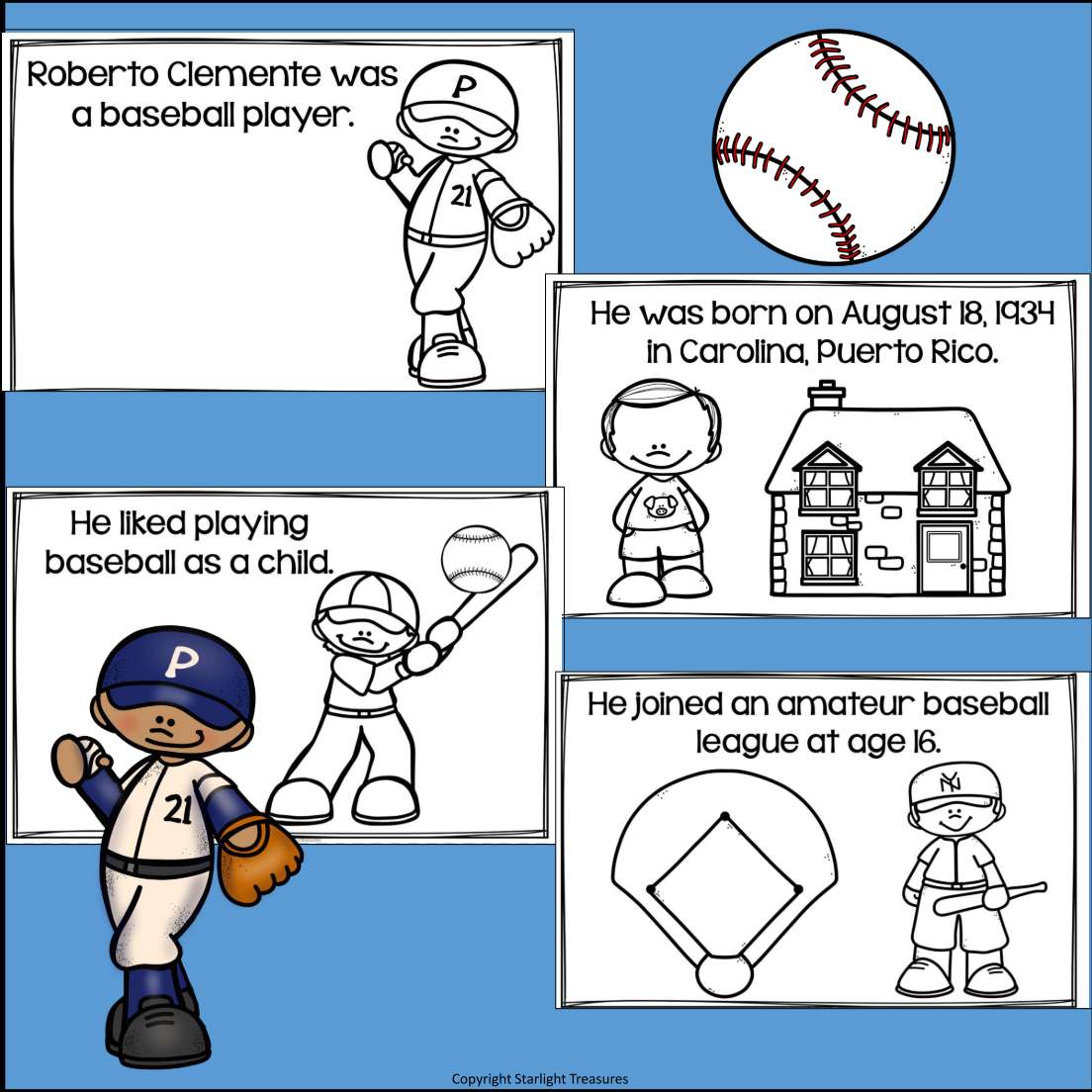 Roberto Clemente Mini Book for Early Readers- Hispanic Heritage Month ...