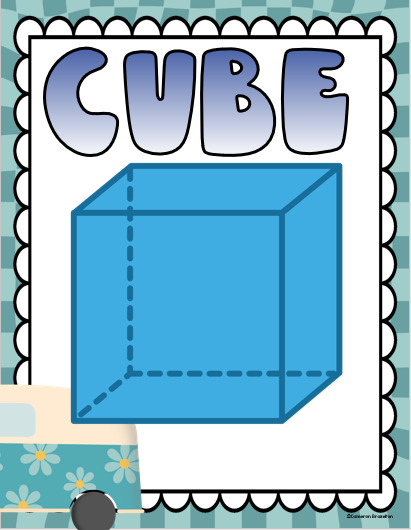 3D Shapes Poster Signs Groovy Retro Vibes Theme - Classful