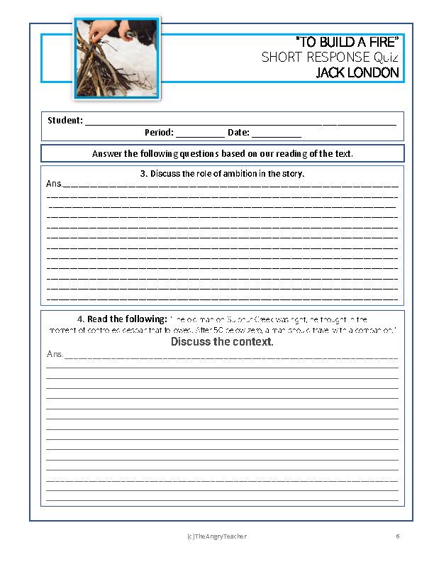 TO BUILD A FIRE [UNIT QUIZZES] - Classful