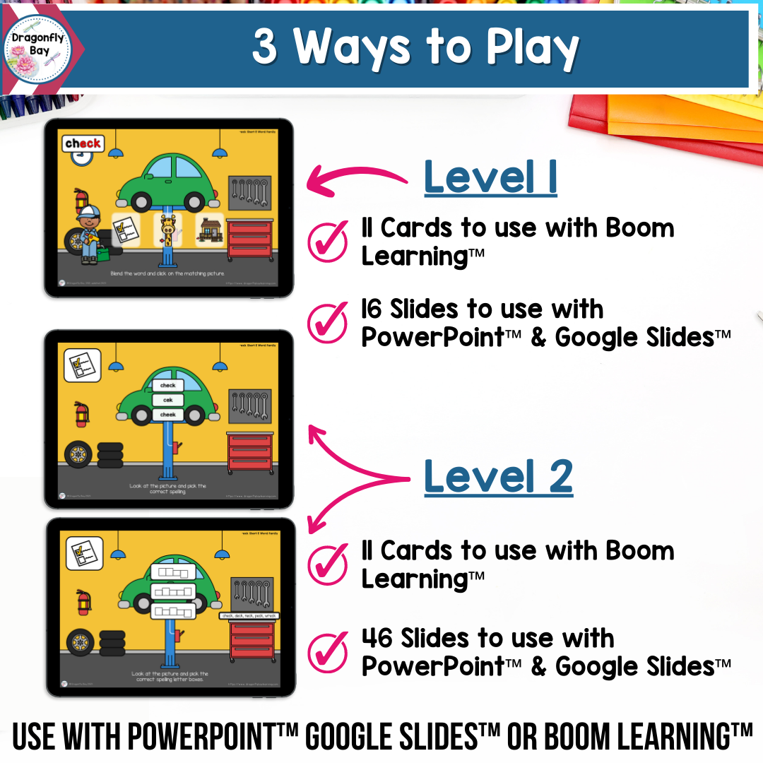 Eck Short E Spelling and Blending Word Family Digital Game - Classful