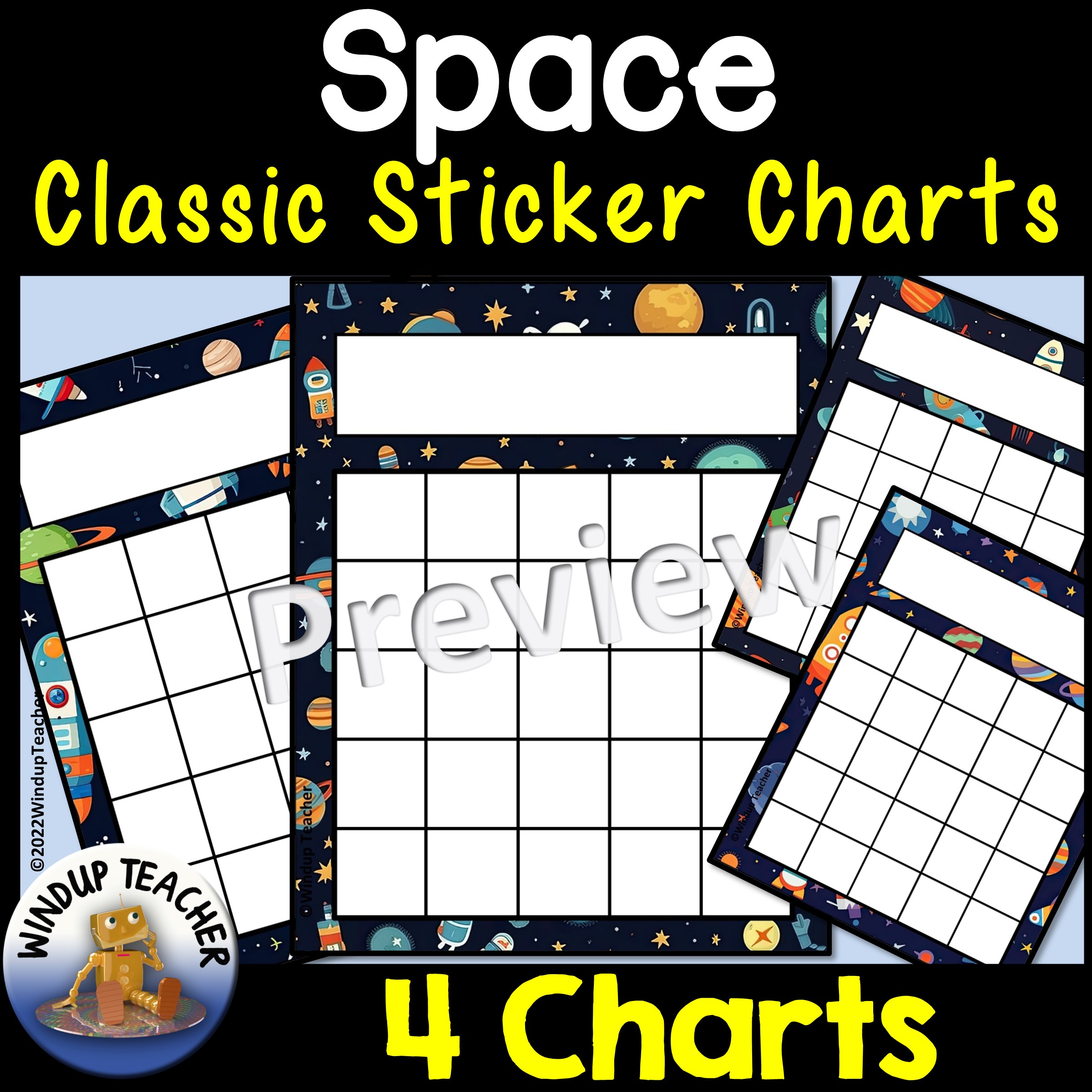 Outer Space Classic Sticker Charts - Classful