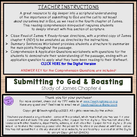 Bible Study on Submitting to God & Boasting James Ch. 4 Reading ...