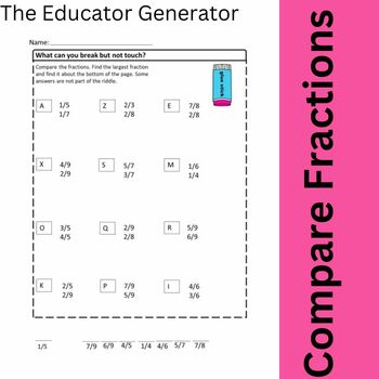 Compare Fractions Riddle - Classful