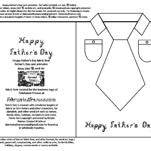 Happy Father's Day Black Fabric Font Tie And Dress Shirt Card Printable ...