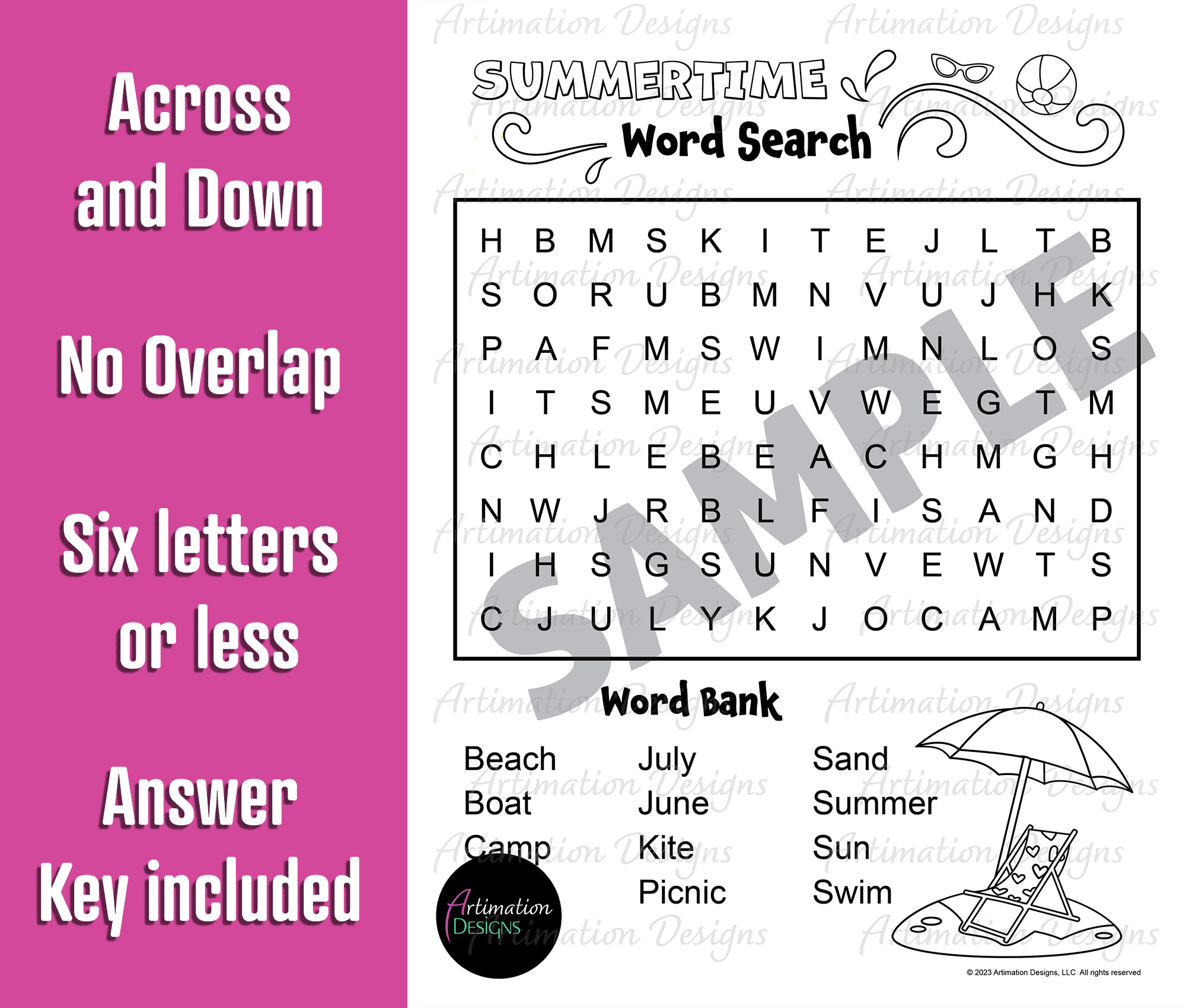 Summertime Word Clip Art