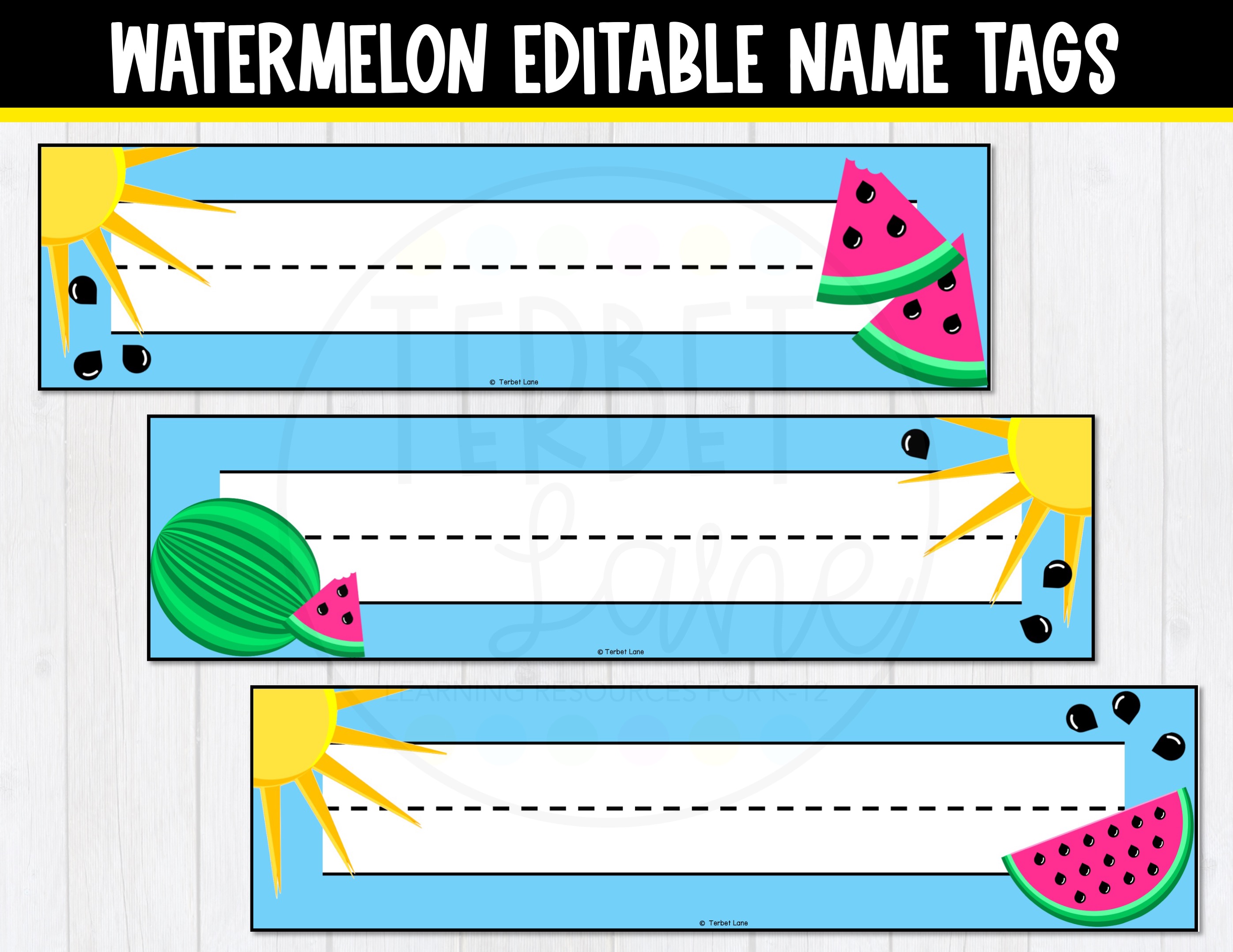 Editable Watermelon Themed Student Desk Name Tags - Classful