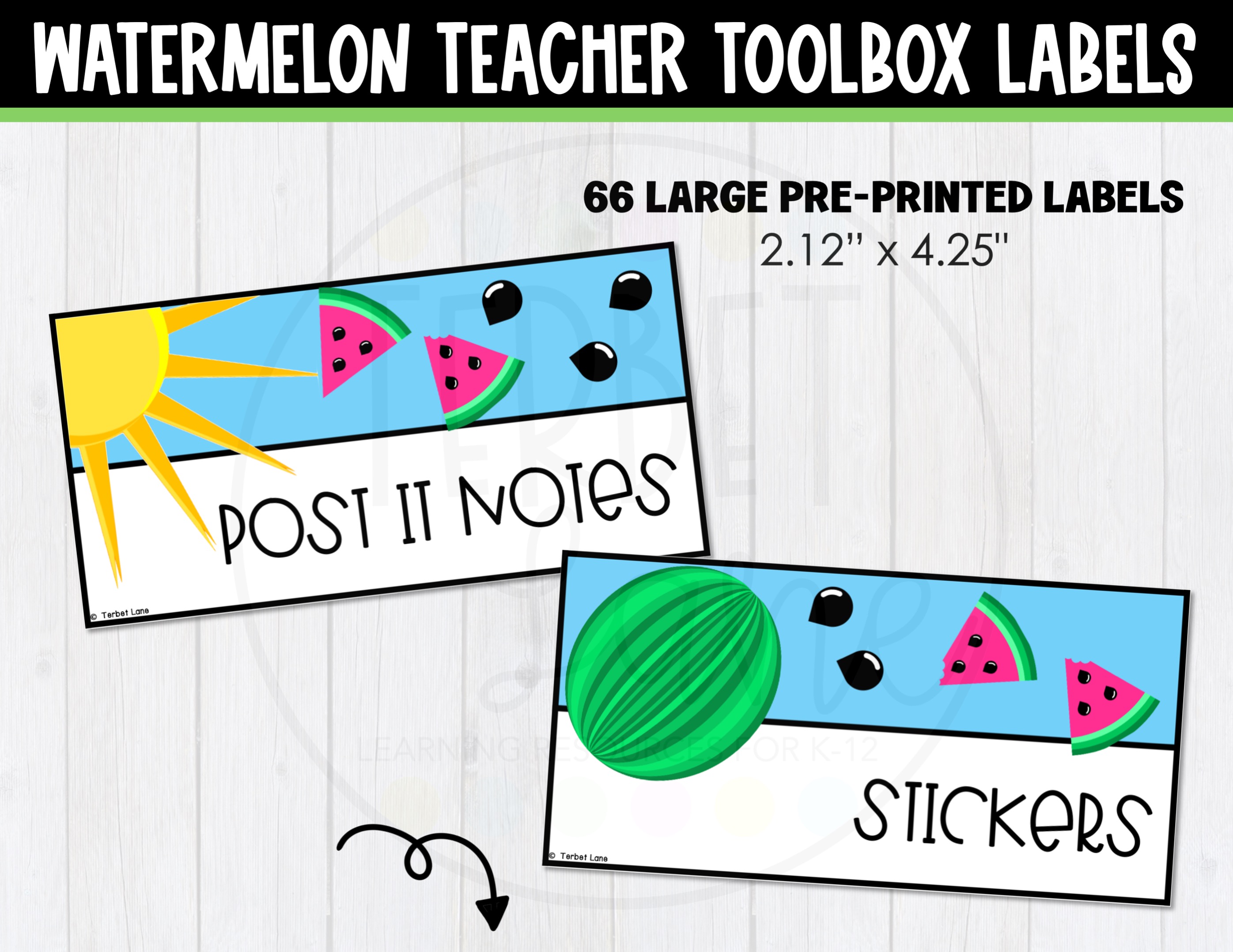 Editable Teacher Toolbox Labels Watermelon Theme - Classful