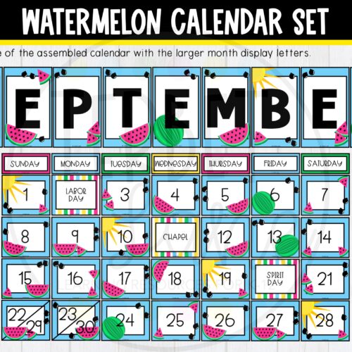 Watermelon Theme Bulletin Board Calendar Set - Classful