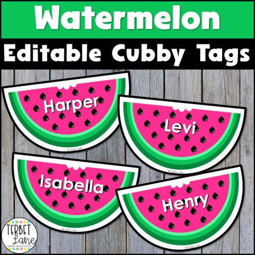 Editable Watermelon Themed Summer Cubby Tags | Locker Labels - Classful