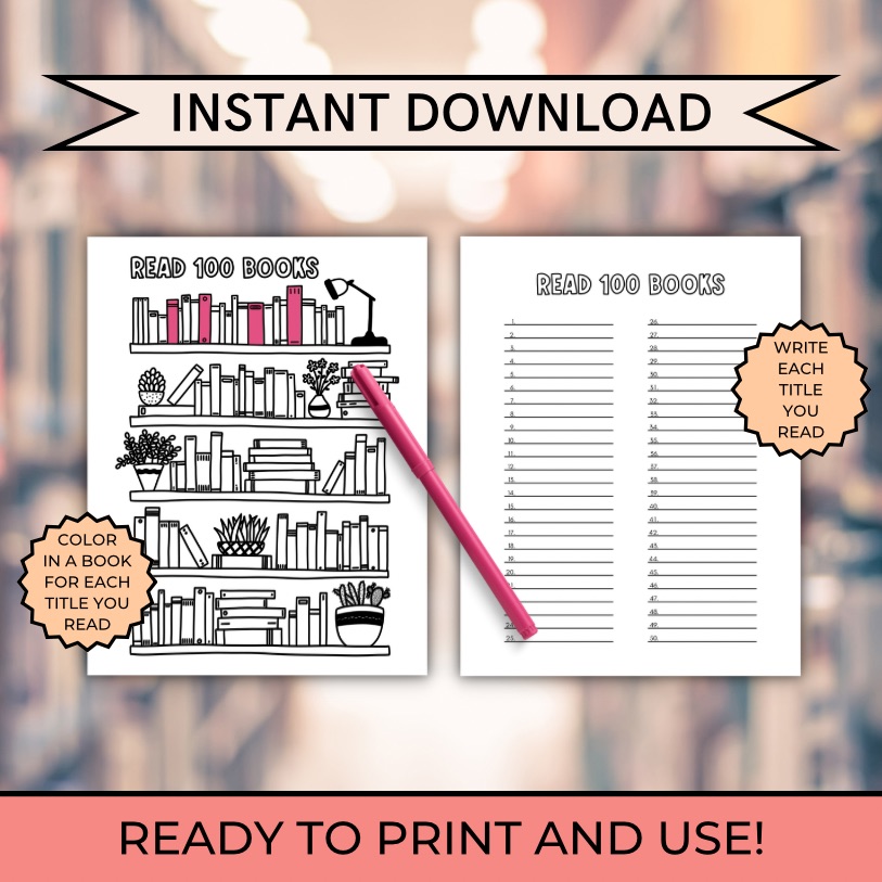 Book Reading Tracker Printable, Reading Log for Adults or Kid, Reading ...