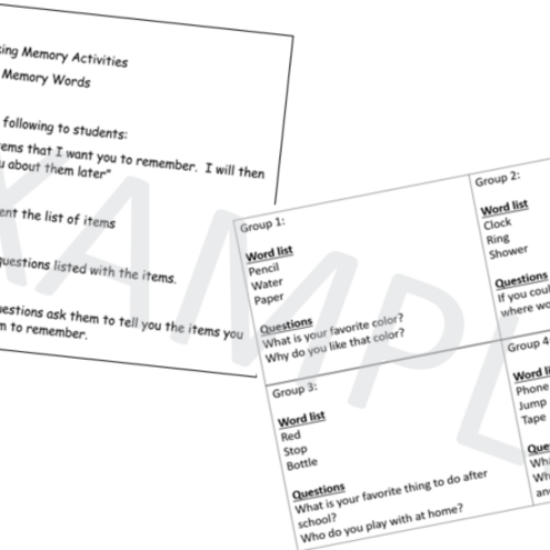 Working Memory Activities for Kids - Set 1 - Classful