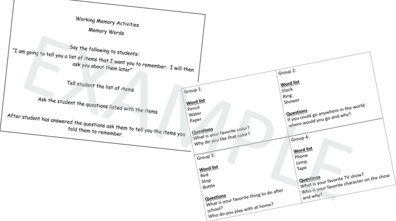 Working Memory Activities for Kids - Set 1 - Classful