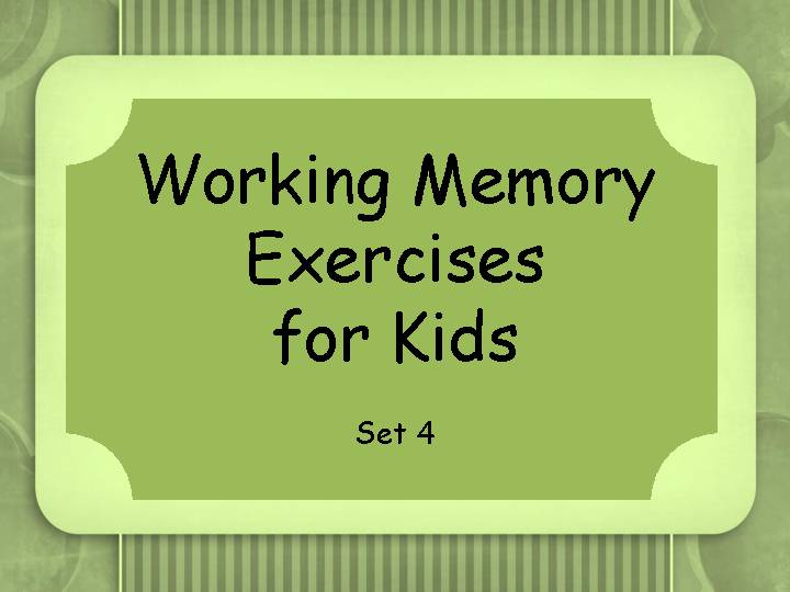 Working Memory Activities