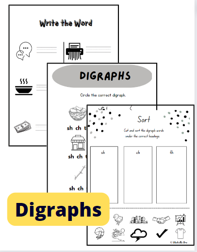 Digraphs Phonics Spelling Workbook Worksheets - Classful