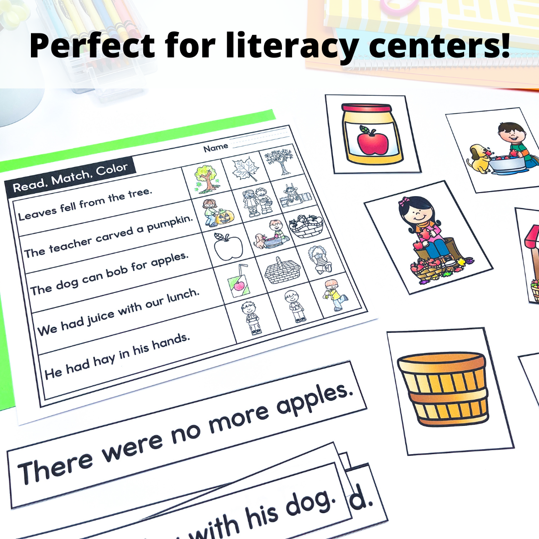 Reading Comprehension Year-Long Seasonal Sentence & Picture Matching ...