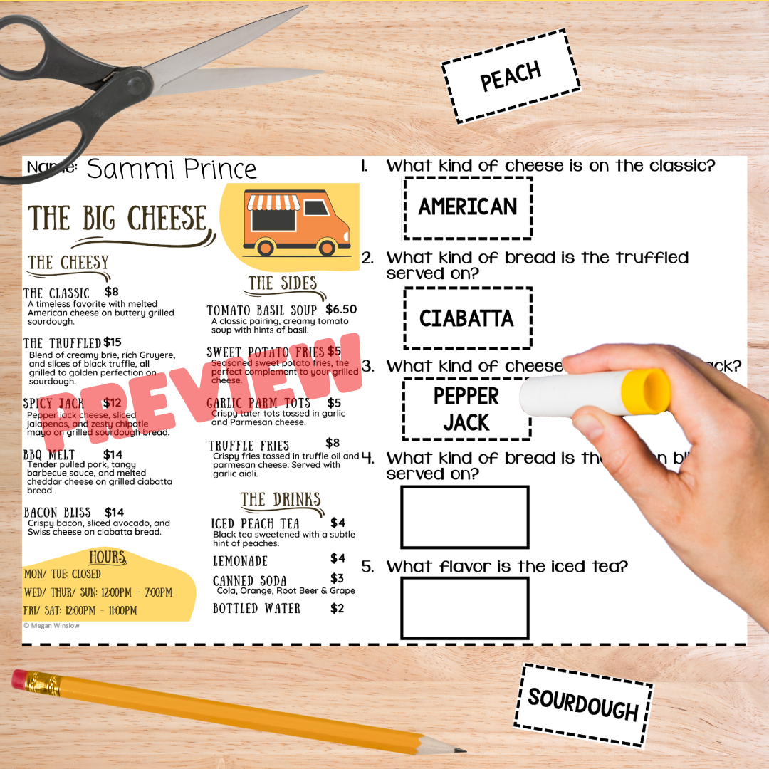 Understanding Menus Unit 4 - Reading Menus & Menu Math - Life Skills ...