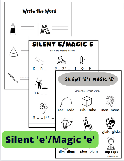 Silent 'e' Magic 'e' Phonics Spelling Workbook Worksheets - Classful
