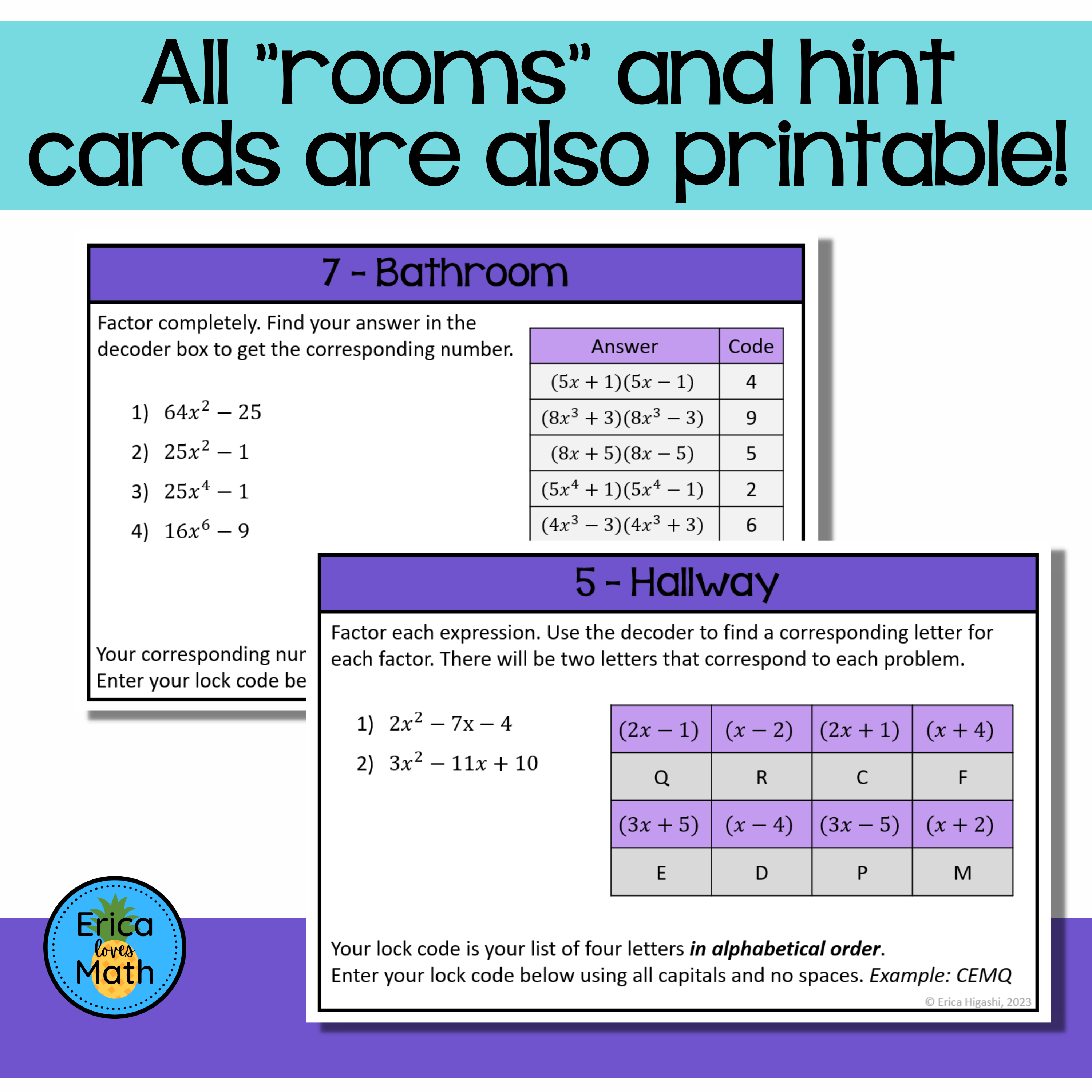 Factoring Review Escape Room Activity (Digital & Printable) - Classful