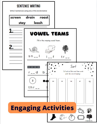 Vowel Teams Phonics Spelling Workbook Worksheets - Classful