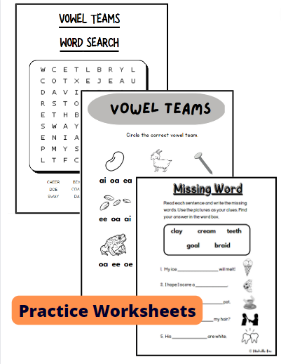 Vowel Teams Phonics Spelling Workbook Worksheets - Classful