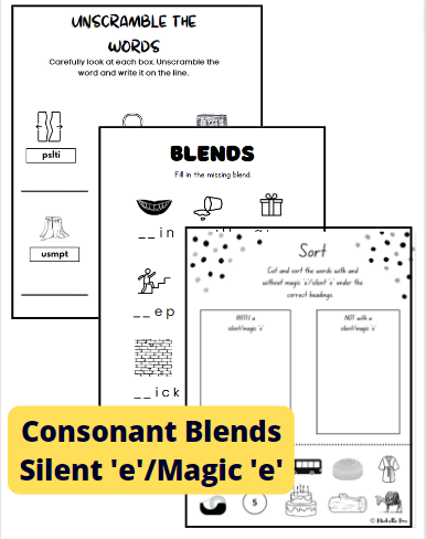 Phonics Spelling Workbook Worksheets - Short Vowels, Digraphs, Blends ...