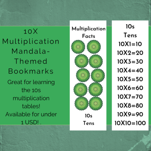 Mandala Theme Math Facts Digital Download 10X bookmarks for students ...