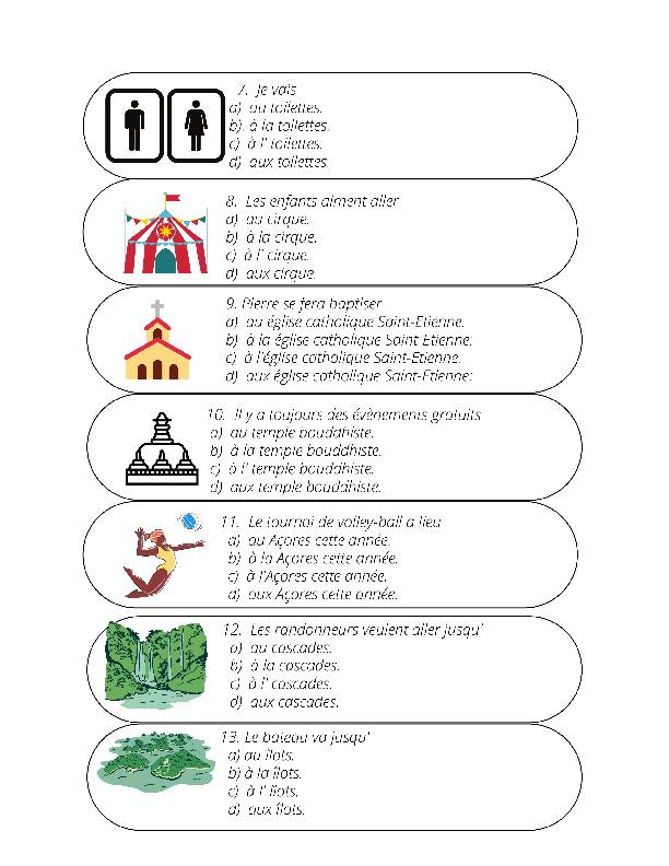 The prepositions à l', à la, au, aux - Classful