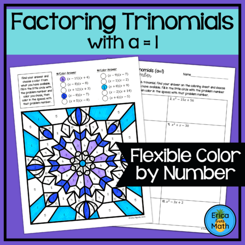Factoring Trinomials (a = 1) Color by Number Activity - Classful