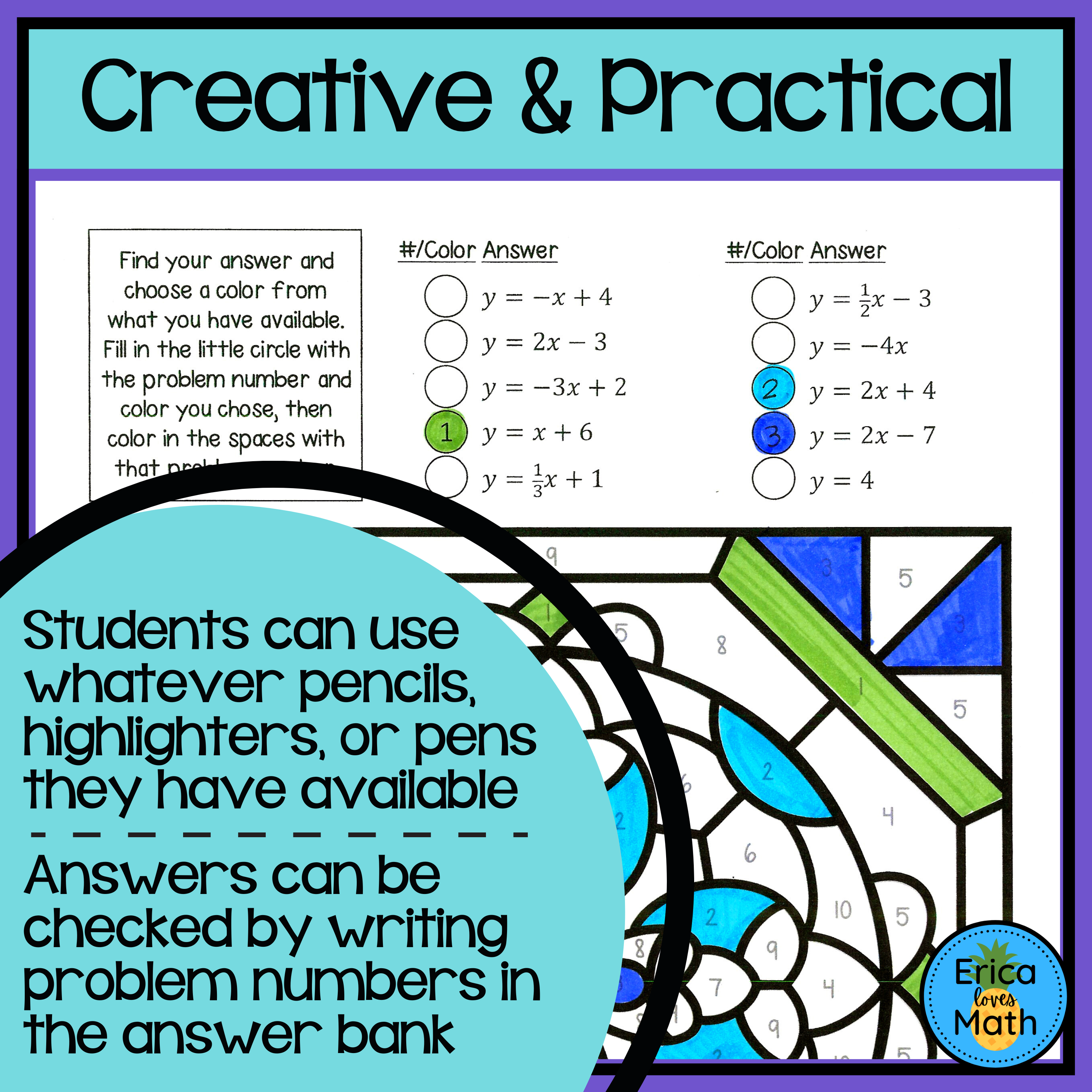 Writing a Linear Equation Given Two Points Color by Number Activity ...
