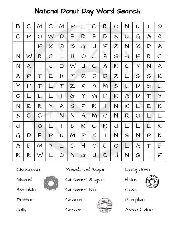 National Donut Day Word Search - Classful