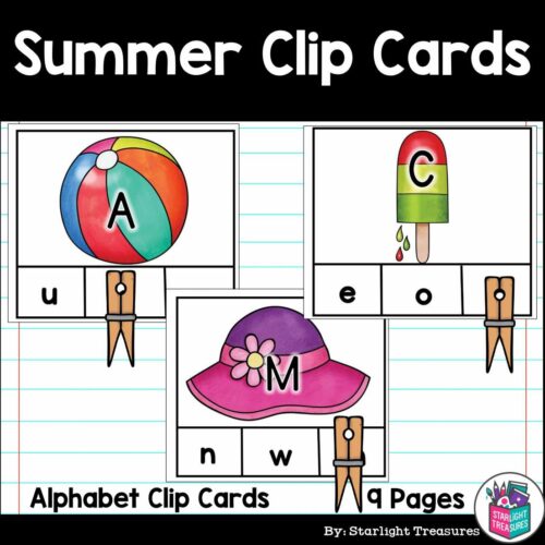 Summer Alphabet Clip Cards for Early Readers - Alphabet Clip Cards ...